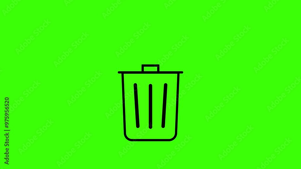 trash can icon green screen animated icon throw away trash green screen ...