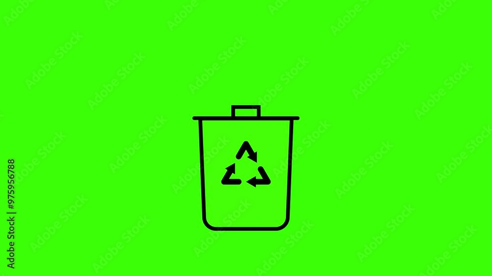 trash can icon green screen animated icon throw away trash green screen ...