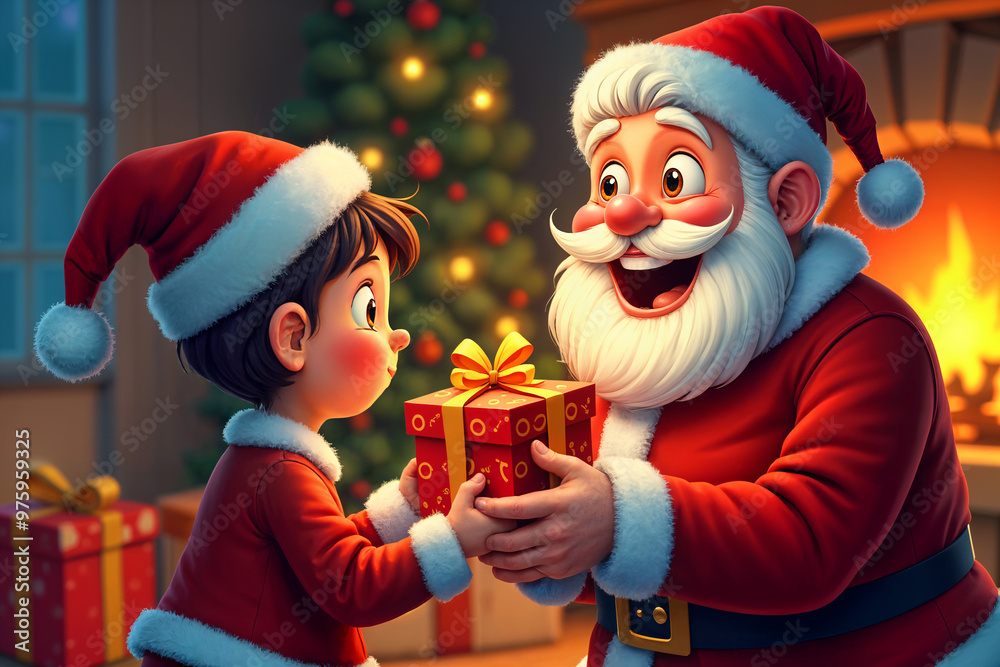 Colorful animated scene featuring two characters, a boy and a man ...