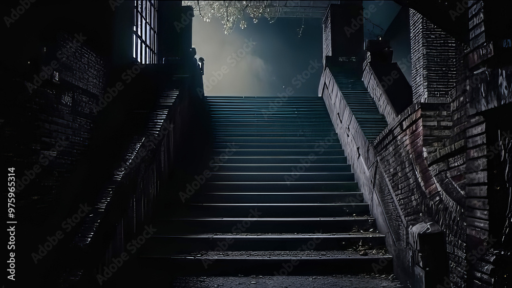 dark stone stairs going down and leading to the gates of hell, road to ...