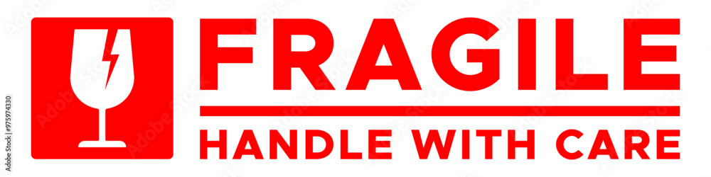 Plakát Fragile, handle with care symbol and sign sticker label for ...