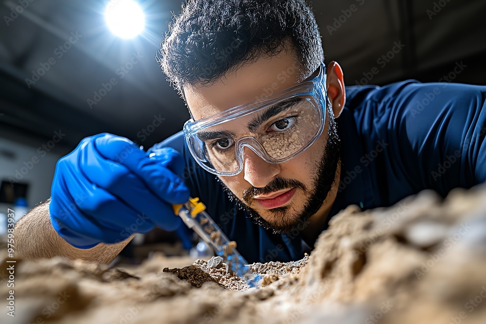 A researcher analyzing ancient DNA samples, attempting to trace the ...