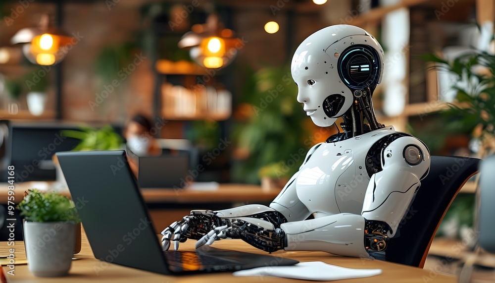 Engaged in a virtual dialogue, a person types questions into a chat box ...