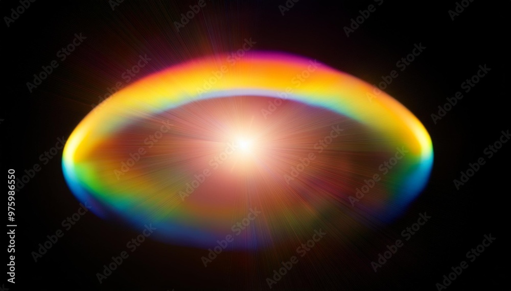 lens flare effect with light on a black background abstract sunburst ...
