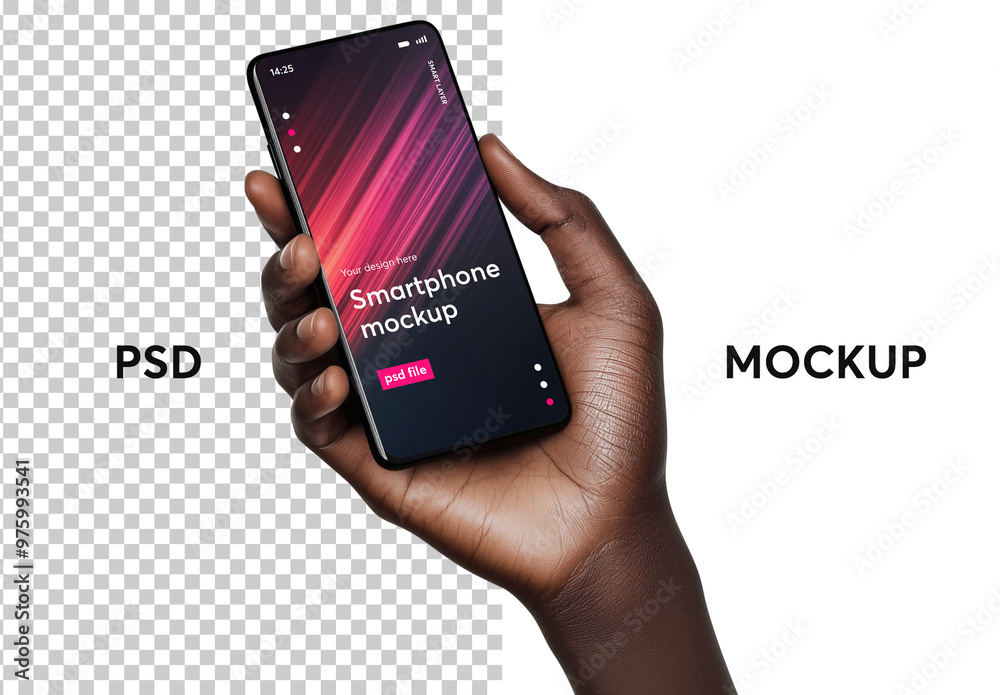 Smartphone in hand isolated image on transparent background ...