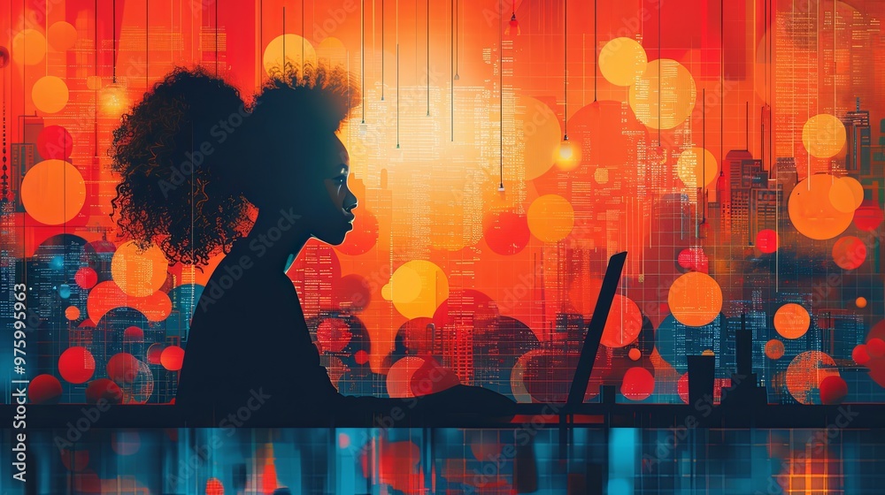 Telework people bento grid illustration set. Working from home 2D ...