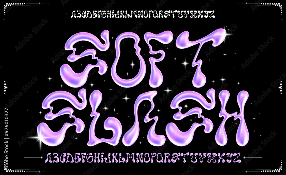 Glossy Y2K pink font. Liquid metal Inflated alphabet, 3D shiny ballon ...