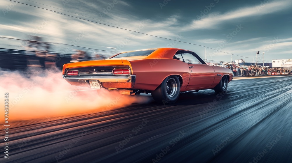 This street-legal drag car powers down the strip, creating a dynamic ...