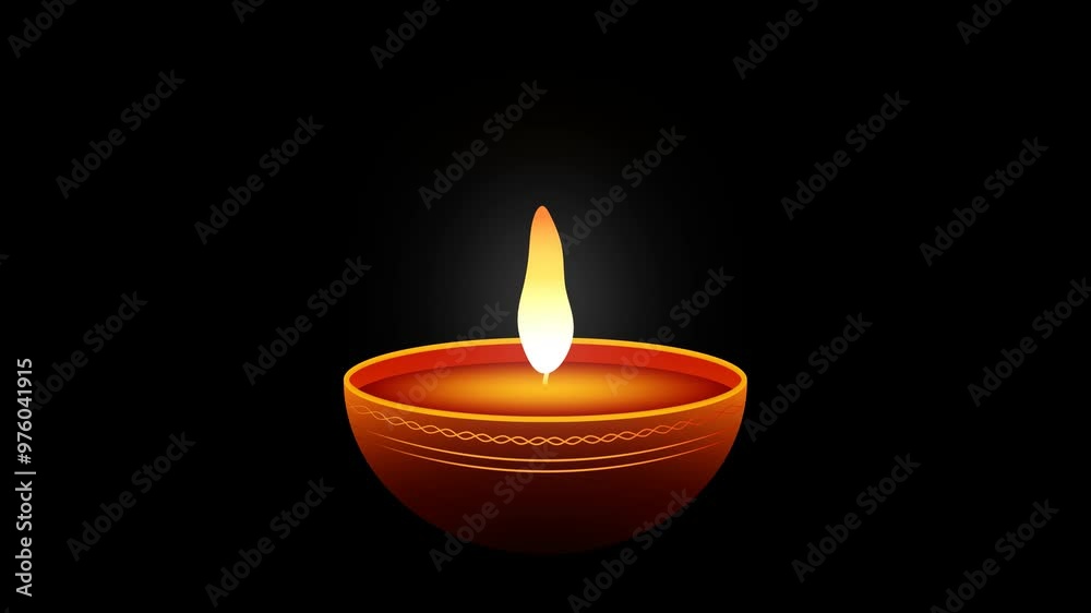 oil lamp burning in transparent background. Diwali, onam and deepam ...