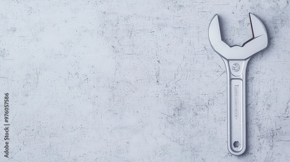 Industrial blueprint of a wrench with labeled parts, technical drawing ...