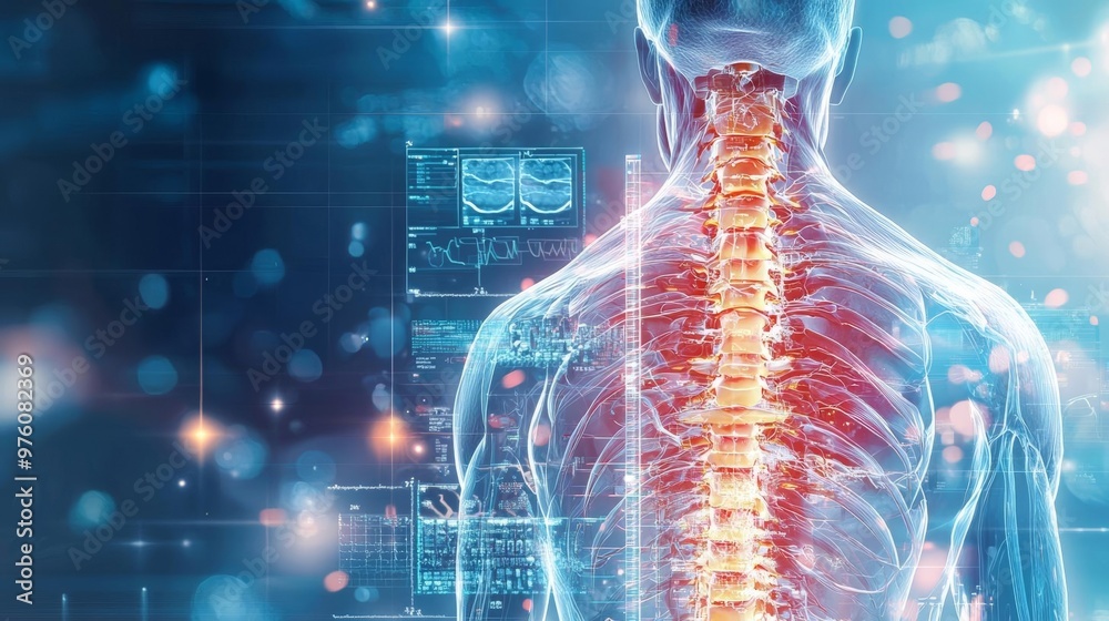 "Clinical MRI image of spinal cord injury, showcasing advanced medical ...