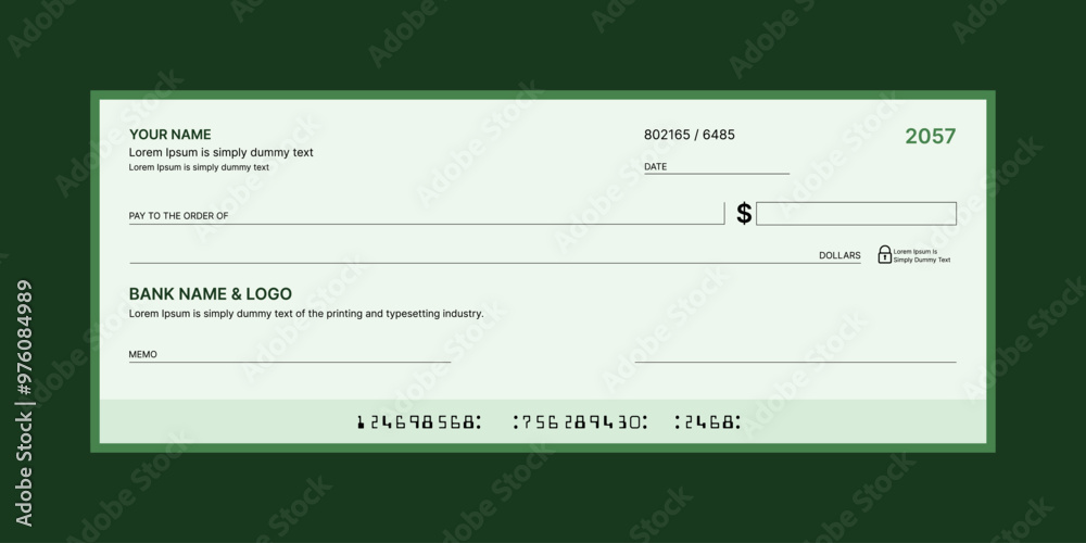 Blank bank check, checkbook cheque template or money payment paper ...