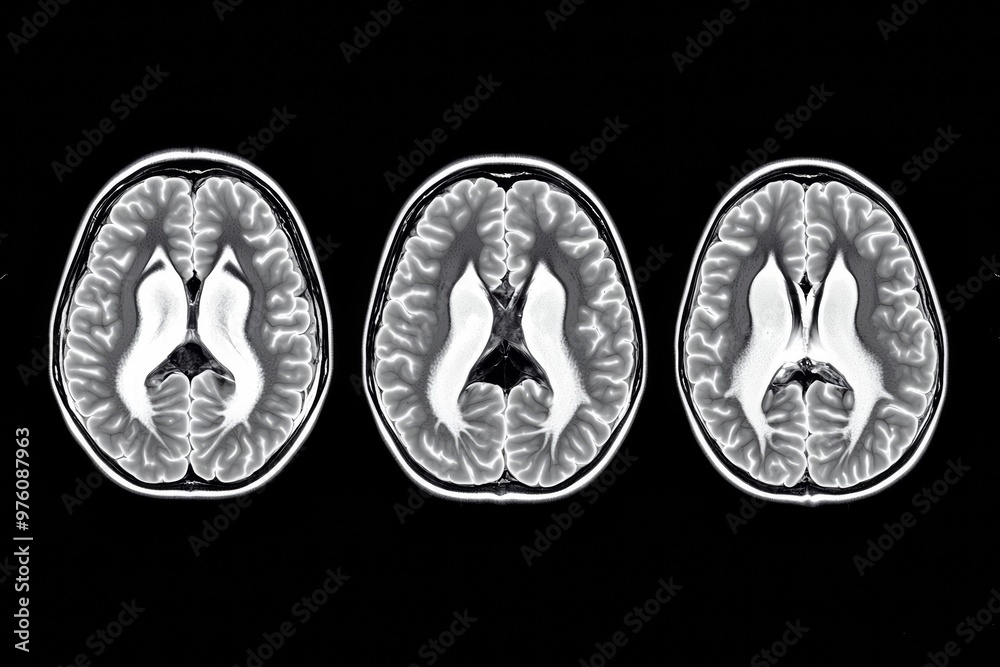 "Detailed MRI scan of human brain with high-resolution contrast ...