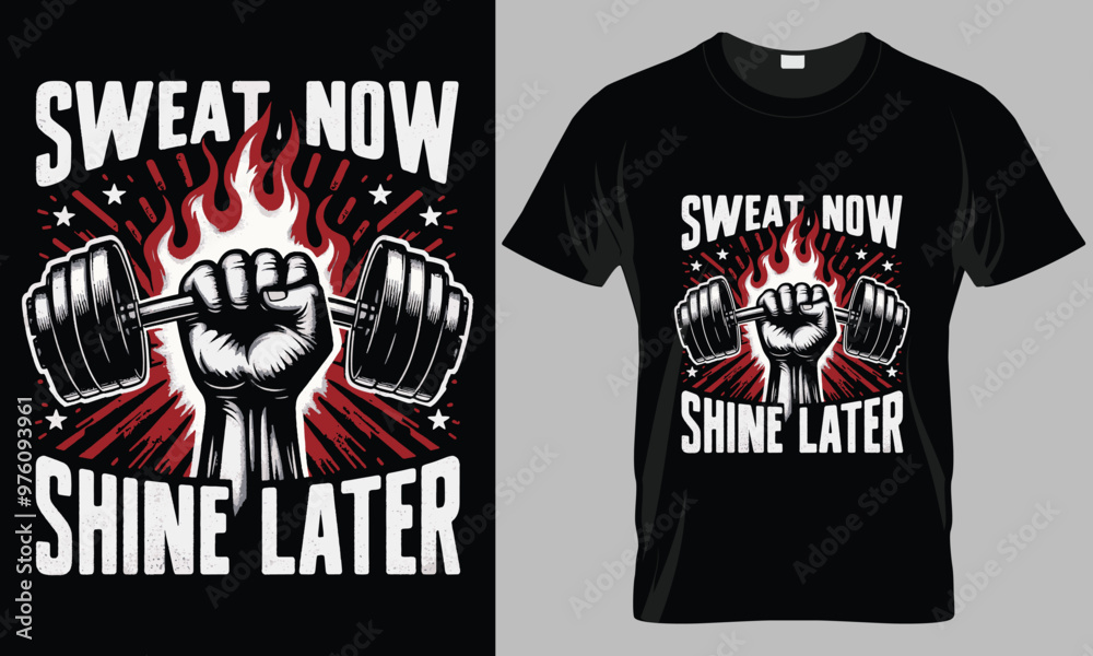 Sweat now shine later - Fitness typography vector T-shirt design ...
