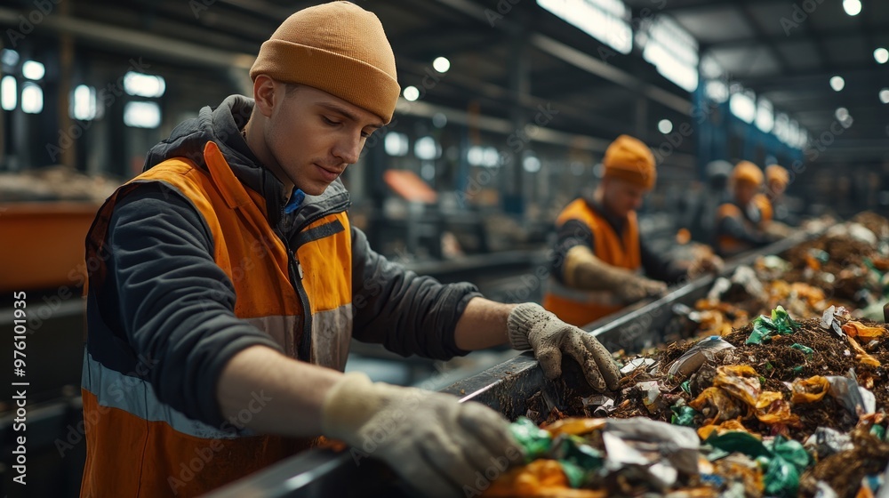 A school cafeteria waste sorting area with compost, recyclable, and ...