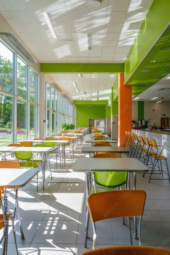 Bright Energy-Efficient School Cafeteria with Eco-Friendly Design and Energy Saving Appliances ...