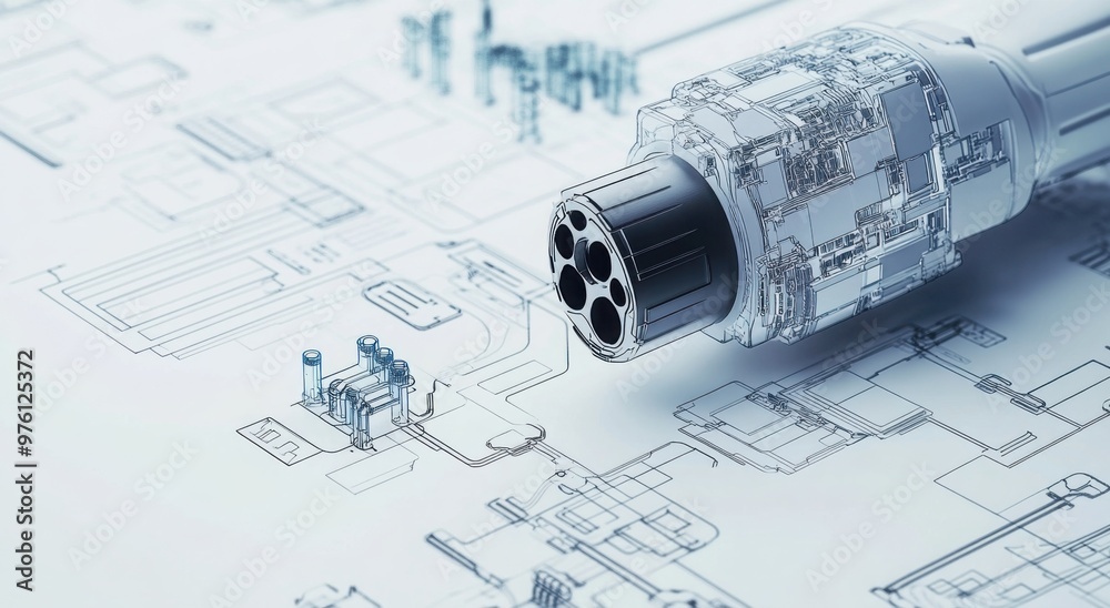 Minimalist blueprint of an EV charging port, featuring plug connectors ...