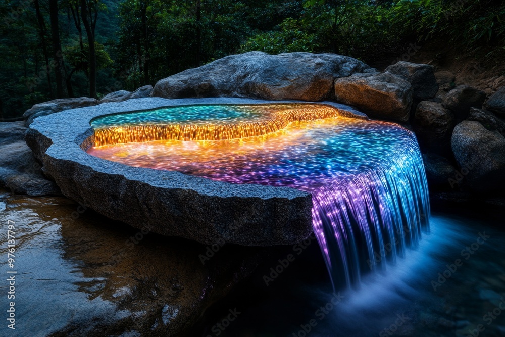 Magical Rainbow Waterfalls visualized in a fantasy landscape, featuring ...