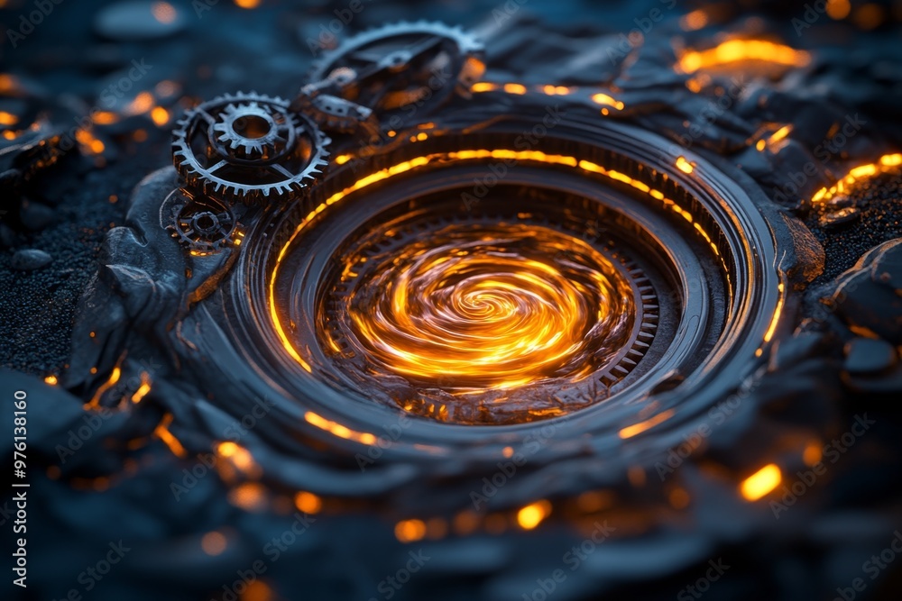 Magical Time-Travel Gateway represented in a sci-fi fantasy design ...