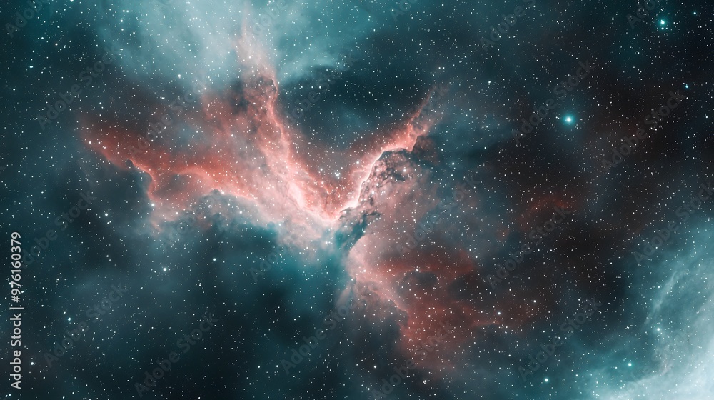 Nebula Mirage : Against an azure backdrop, polygonal lines weave like ...