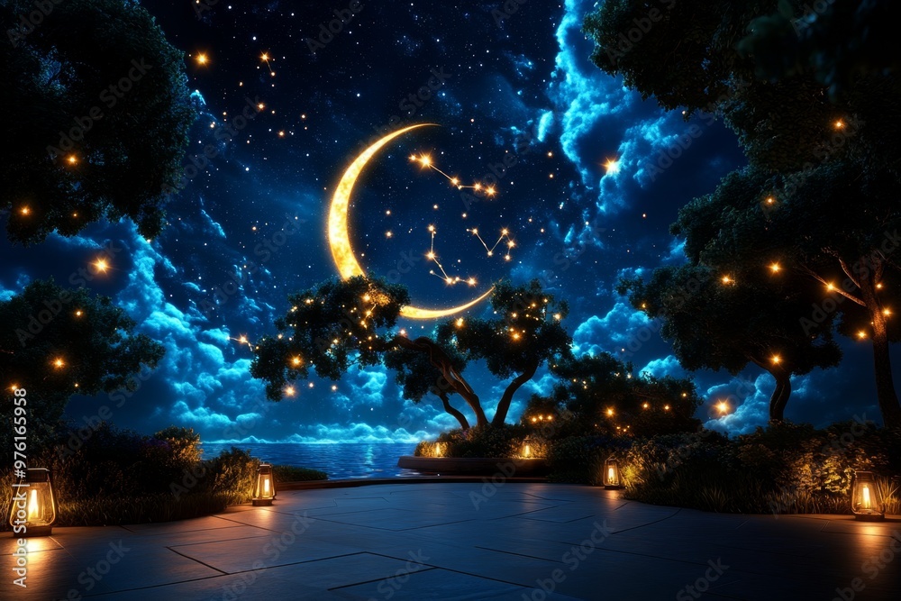 Magical Stargazing Night represented in a cosmic scene, showcasing ...