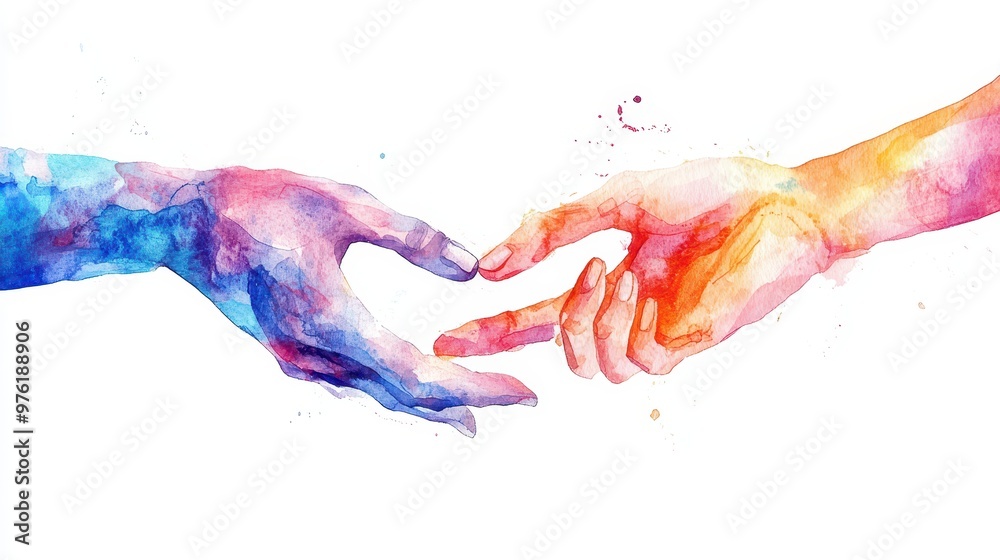 Watercolor Hands Reaching for Emotional Support and Connection Clip Art ...