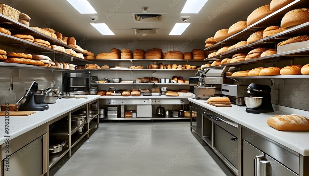 Modern commercial bakery kitchen with fresh resin vinyl flooring ...