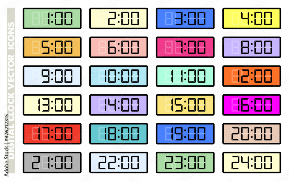 Digital Clock vector infographic icon time colorful stopwatch ...