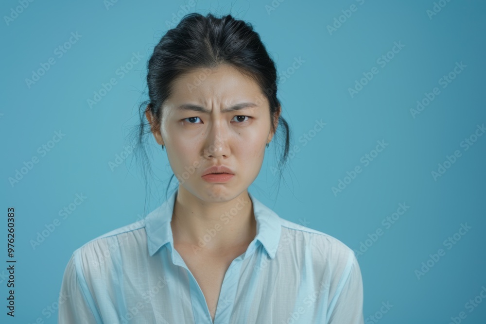 Wide-eyed girl displays genuine fear and emotion close-up. Youthful ...