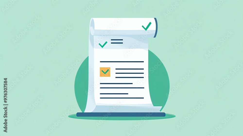 A flat cartoon icon depicting an approved payment notification ...