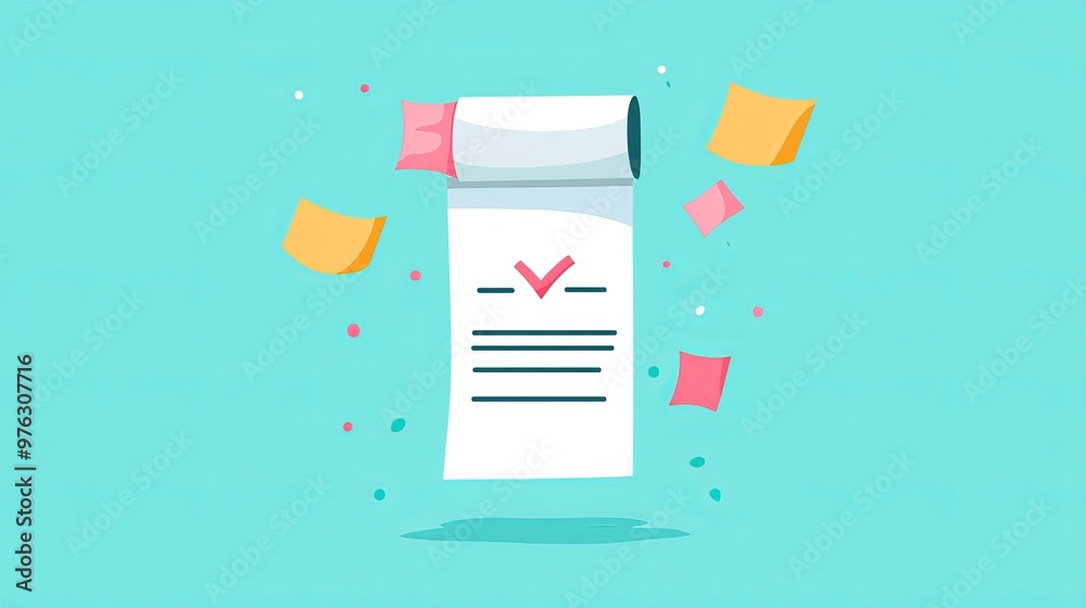 A flat cartoon icon depicting an approved payment notification ...
