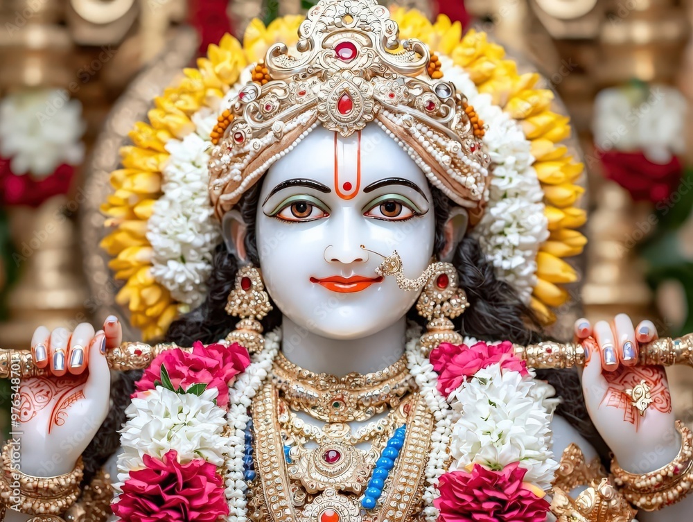 Create a stunning image of Hindu gods at eye-level angle, showcasing ...