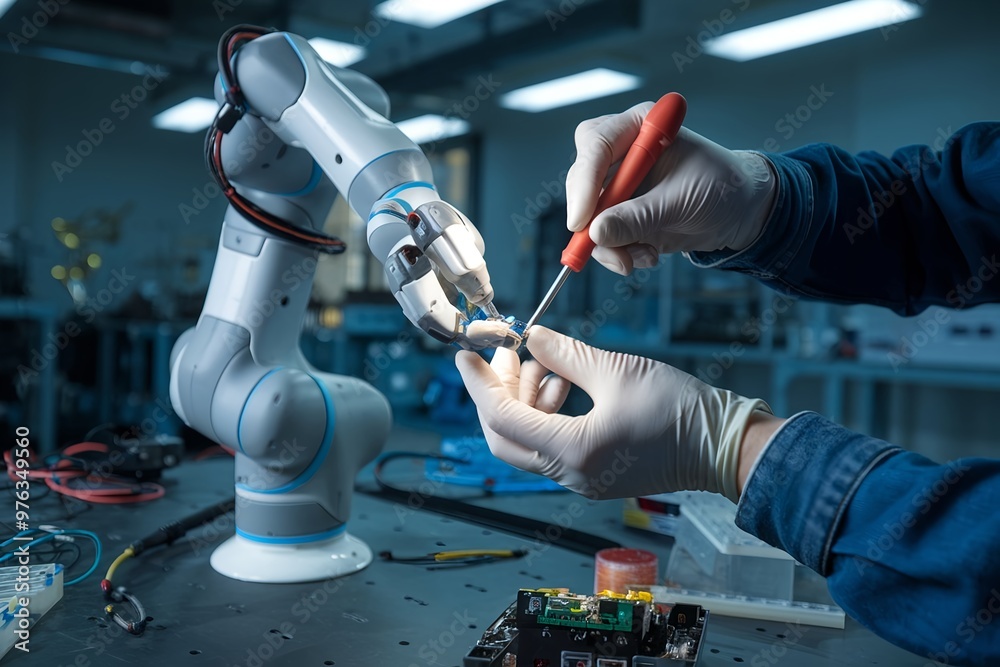 Assembling and wiring robotic components by hand: Engineer carefully ...