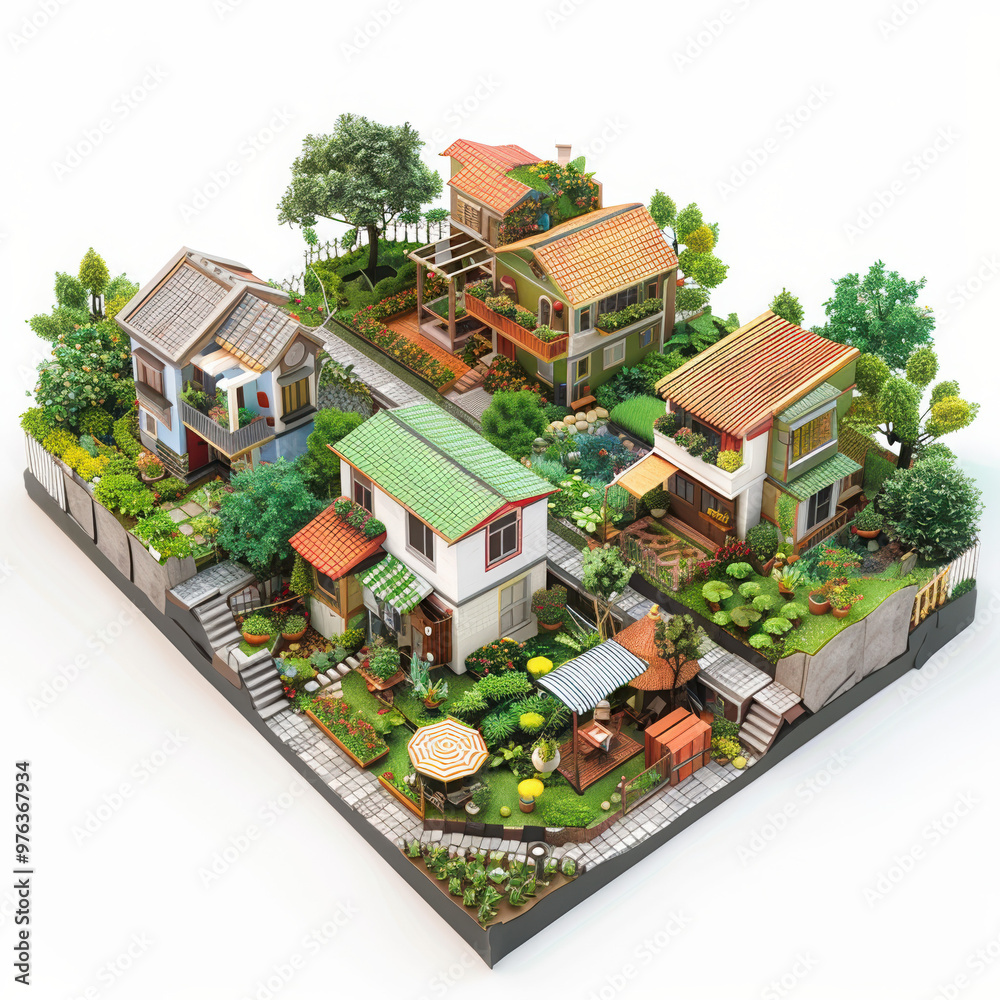 miniature village model houses greenery community architecture small ...