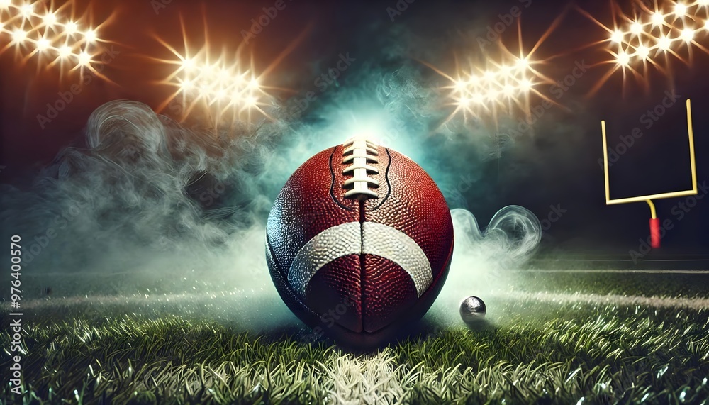American Football on the Field Under Stadium Lights – Dramatic Sports ...