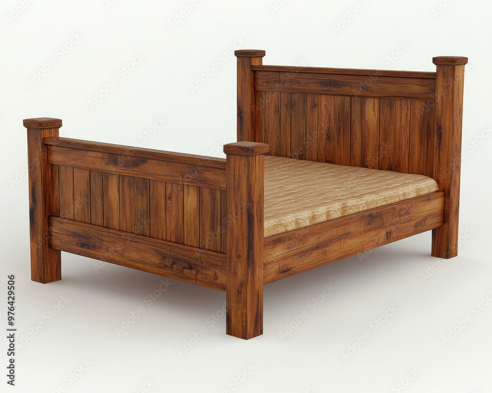 Rustic Solid Oak Bed Frame Handcrafted Wooden Bedroom Furniture Durable ...