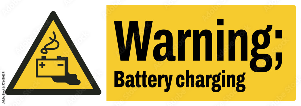 ISO warning safety signs text variation_warning ; battery charging ...
