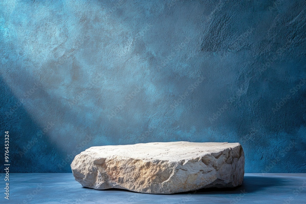 Rock stone podium stand display product, cosmetics with studio blue ...