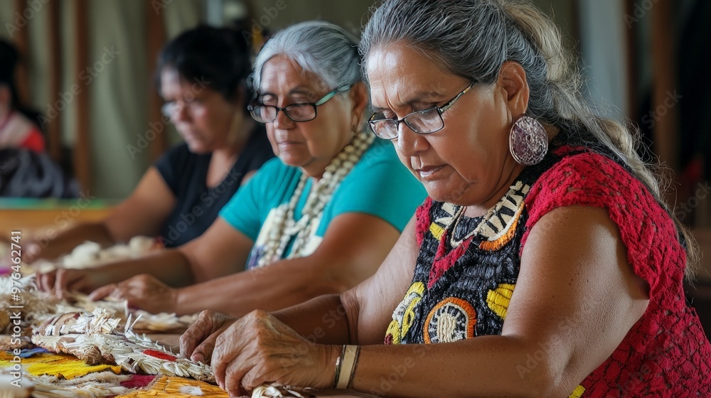 An indigenous art workshop with community members creating traditional ...