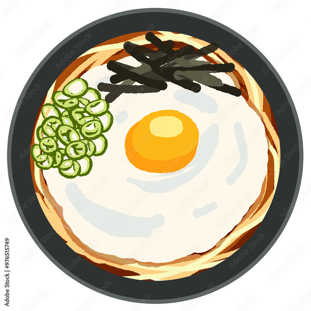 Ramen noodles toppings with meat, boiled egg, shrimp tempura, egg ...