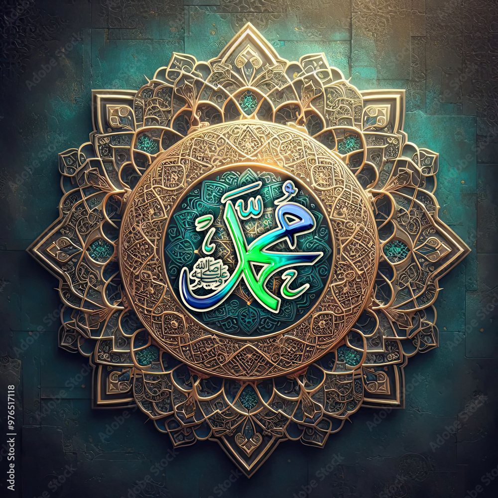 Prophet Muhammad Arabic letter icon logo with islamic ornamental ...