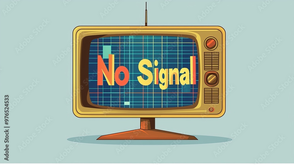 No Signal TV Illustration A scalable vector graphic depicting a classic ...
