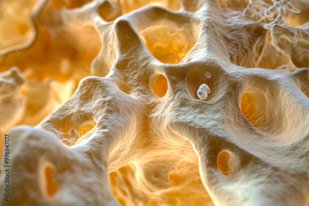 Close-up of osteoblasts working to form new bone. This image captures ...