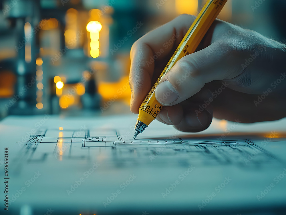 Photo - Architect Hand Drafting a Blueprint Design, Creating a Floor ...
