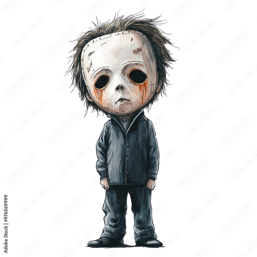 Sad Masked Horror Figure Stock Illustration | Adobe Stock