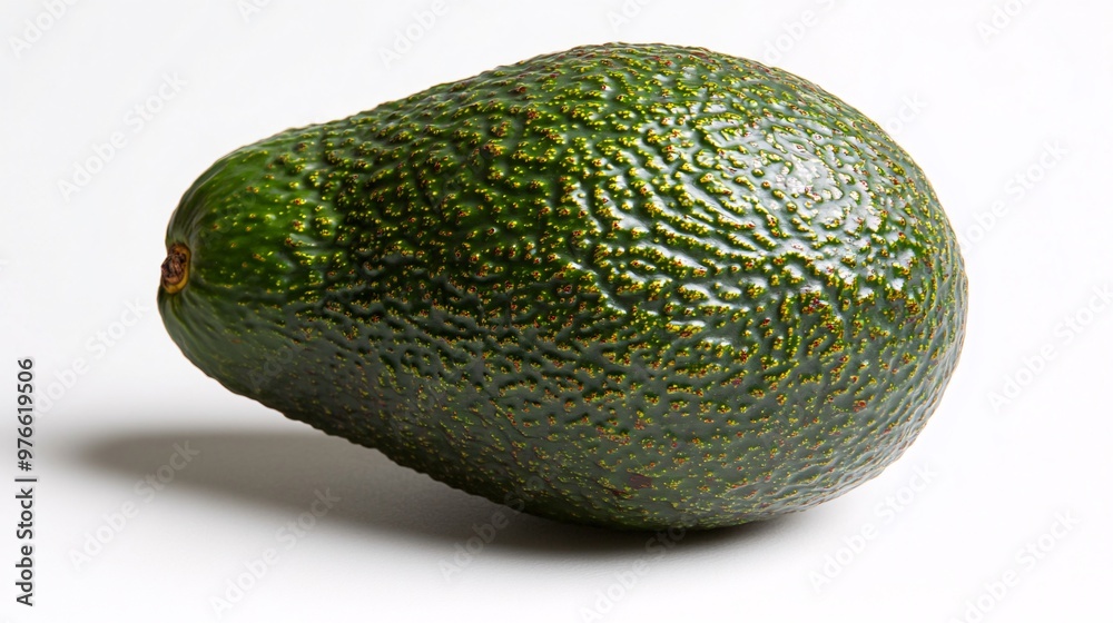 107. Close-up of a single avocado placed on a clean white background ...