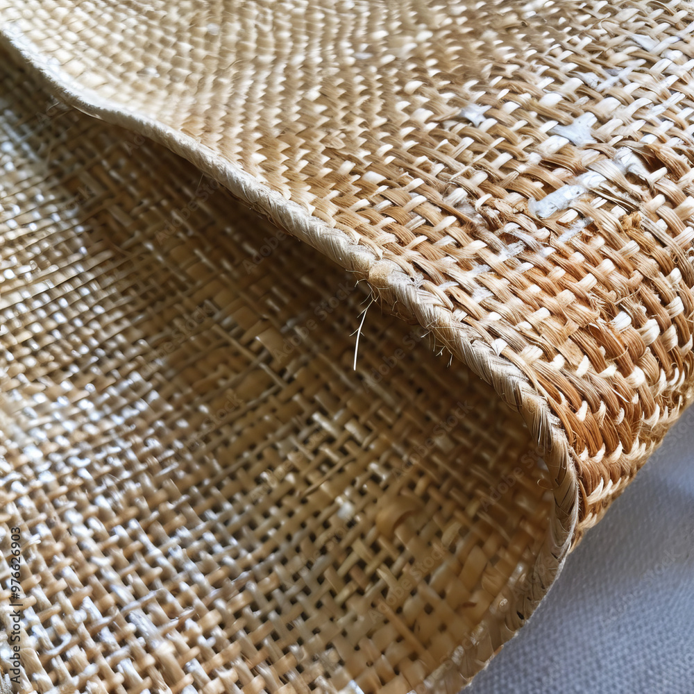 A piece of upholstery lined using abaca fiber showcases natural texture ...