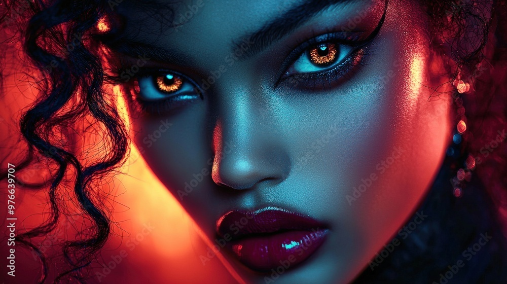 A glamorous woman with mesmerizing eyes that shimmer with confidence ...
