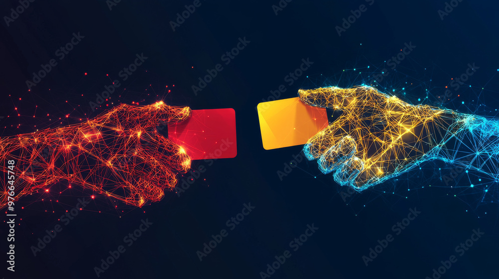 Soccer foul low poly wireframe vector banner template. This design ...