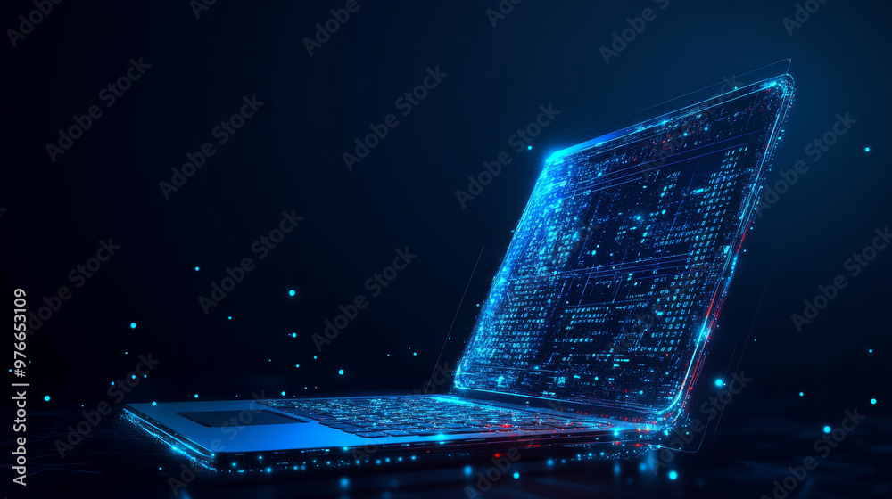 Abstract programming code icon displayed on a laptop screen, designed ... Abstract programming code icon displayed on a laptop screen, designed ...